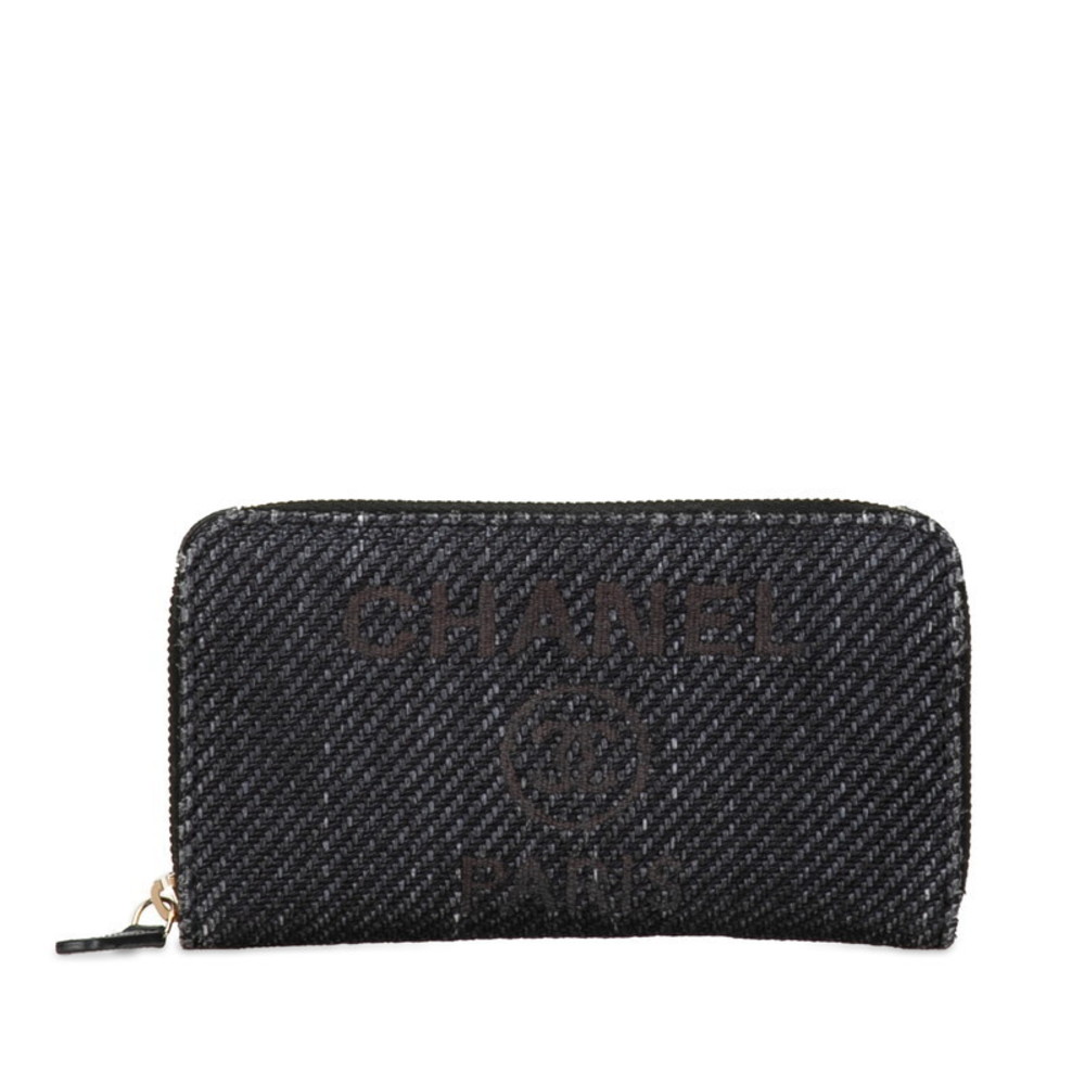 Chanel Deauville Small Long Wallet Navy Blue - Gem